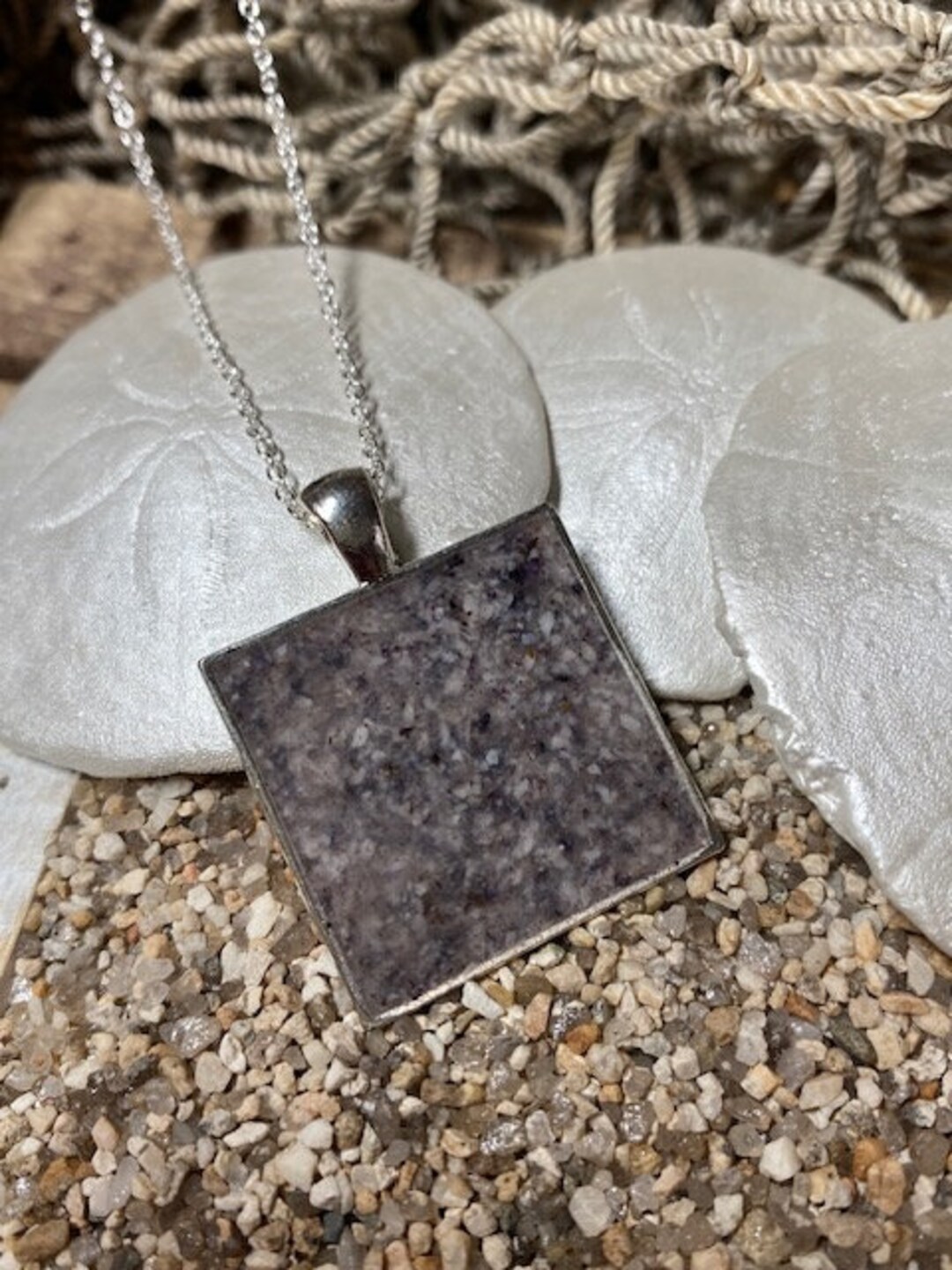 Maine Mussel & Scallop Shell Square Pendant Necklace - Etsy