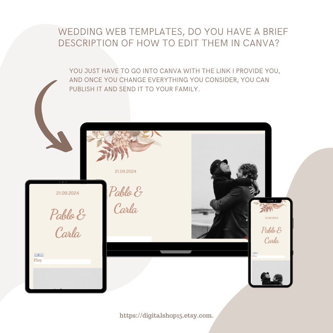 Canva Website Template for WEDDING Invitation, Editable WEB Page ...