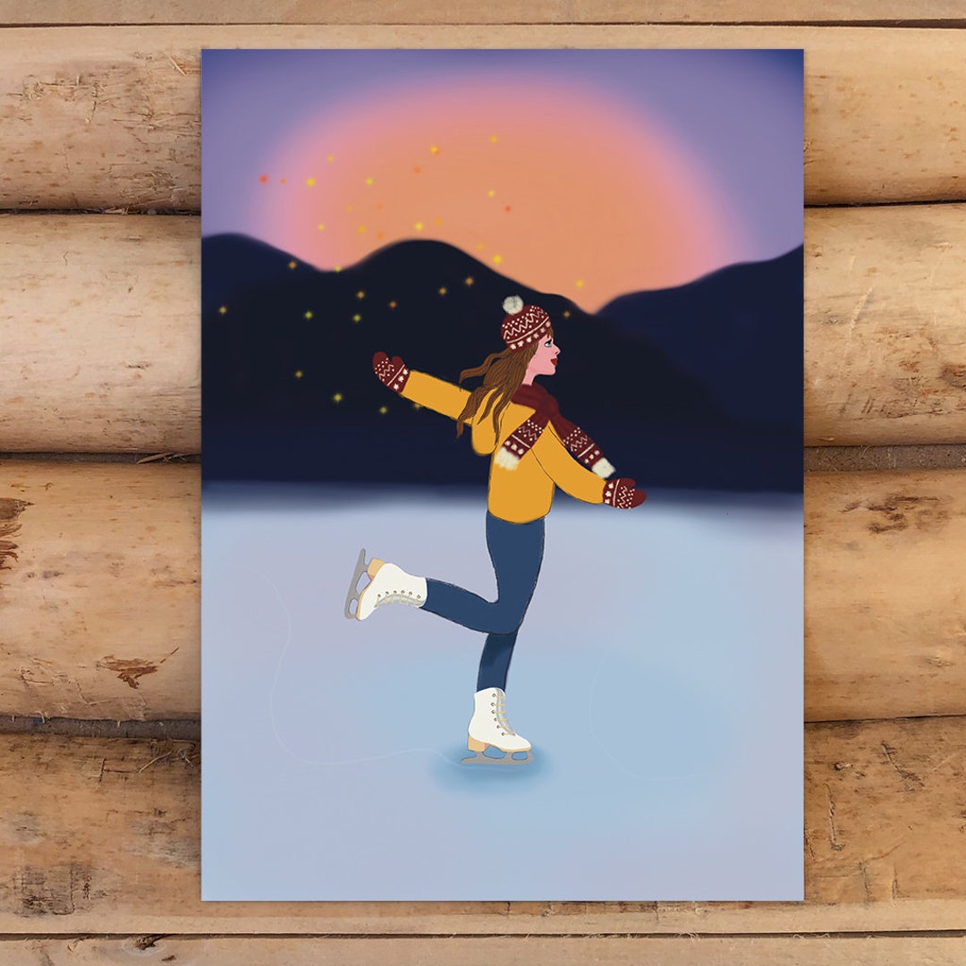 Figure Skater, Ice Skating, Winter Theme, Card, Greeting Card, Figure ...