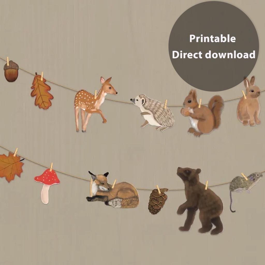 Woodland Animals Banner - Forest Animals Birthday Garland - Printable ...