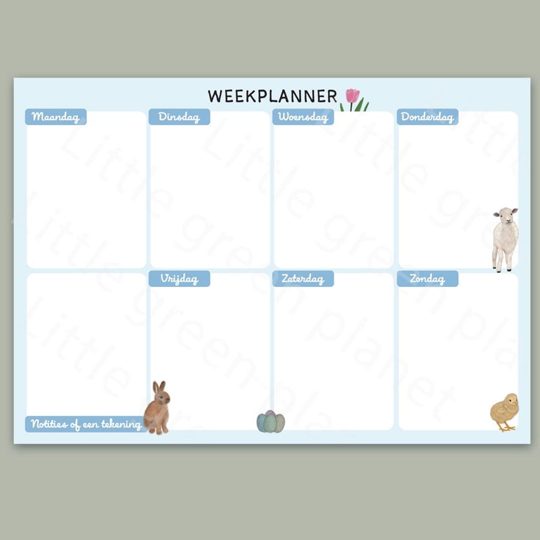 Weekplanner Nederlands - Weekplanner kind - Dagplanner kind ...