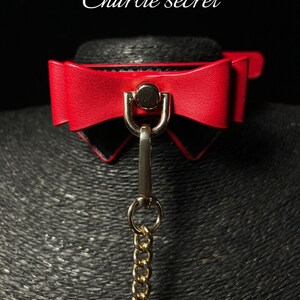 Deluxe Red Bow Collar Deep Red Sexy Leather Sensory - Etsy