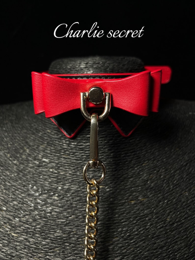 Deluxe Red Bow Collar Deep Red Sexy Leather Sensory - Etsy