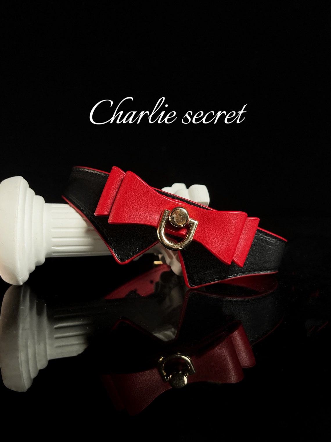 Deluxe Red Bow Collar Deep Red Sexy Leather Sensory - Etsy