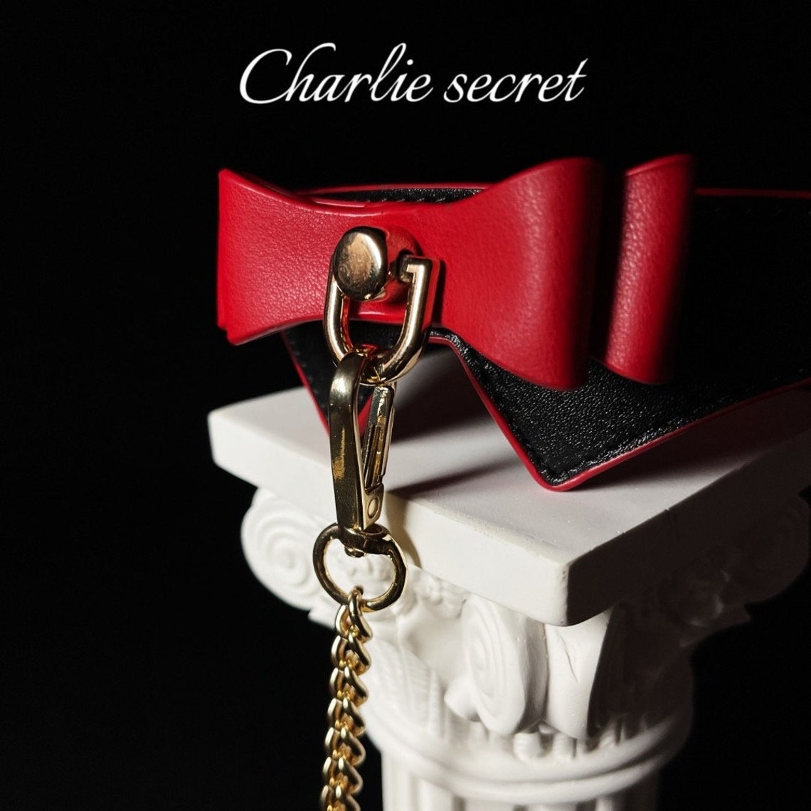 Deluxe Red Bow Collar Deep Red Sexy Leather Sensory - Etsy