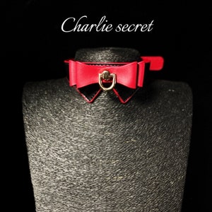 Deluxe Red Bow Collar Deep Red Sexy Leather Sensory - Etsy
