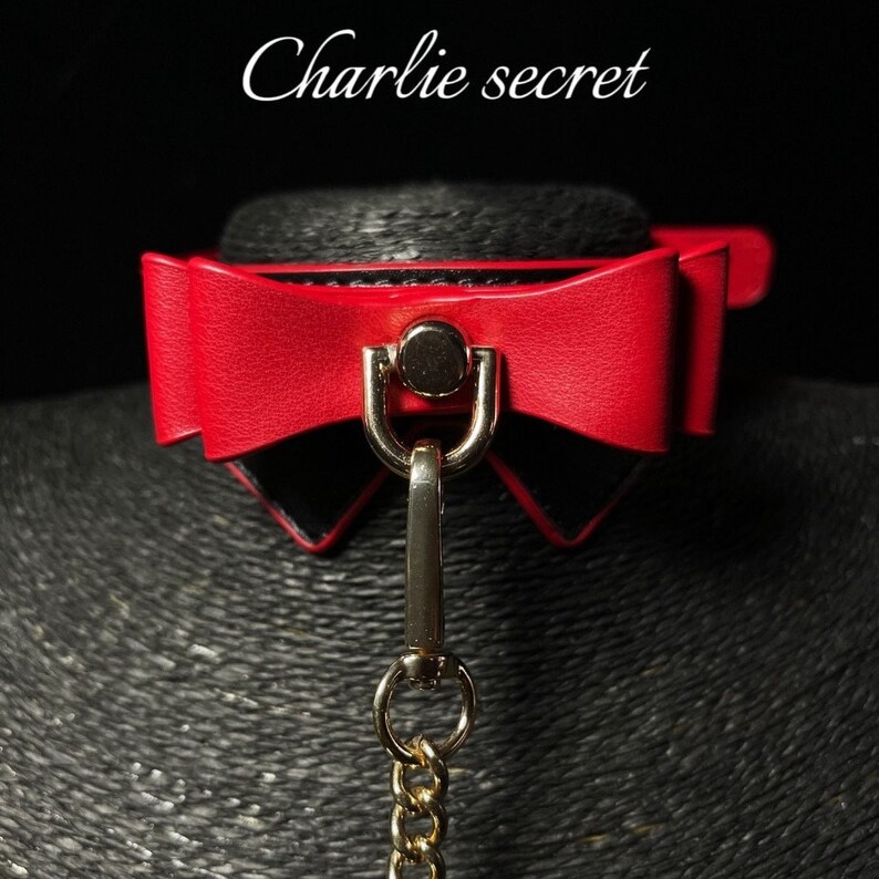 Deluxe Red Bow Collar Deep Red Sexy Leather Sensory - Etsy