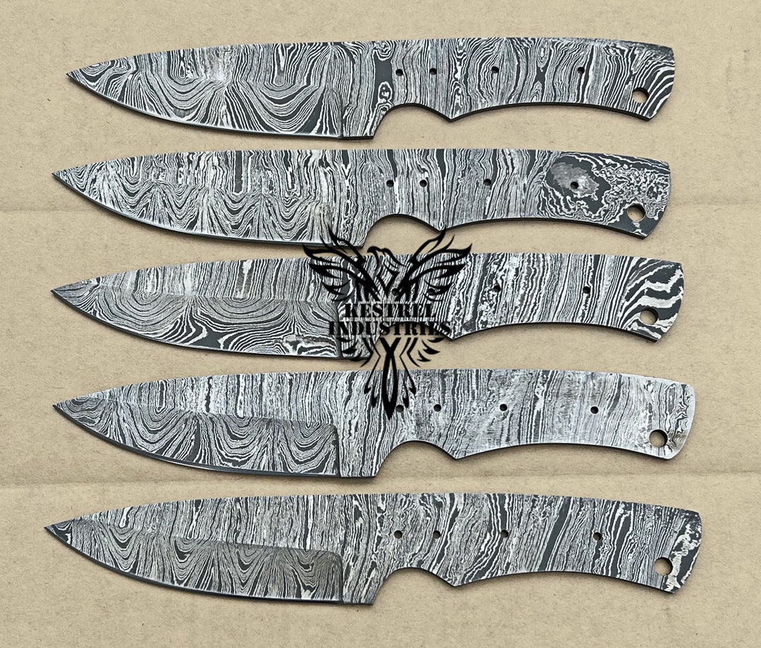 Lot of 5 Damascus Steel Blank Blade Knife for Knife Making Supplies ...