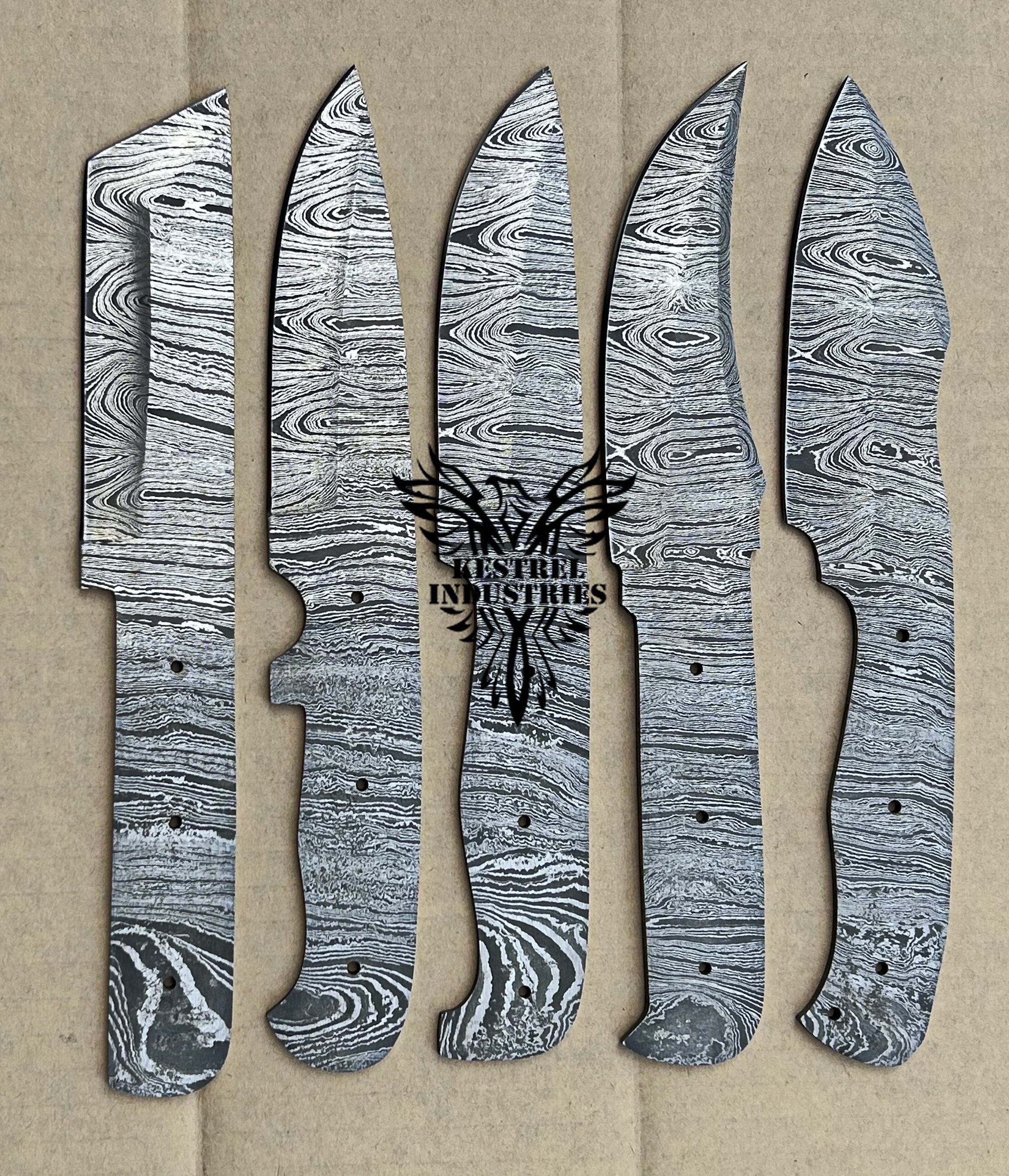 Lot of 5 Damascus Steel Blank Blade Knife for Knife Making Supplies ...