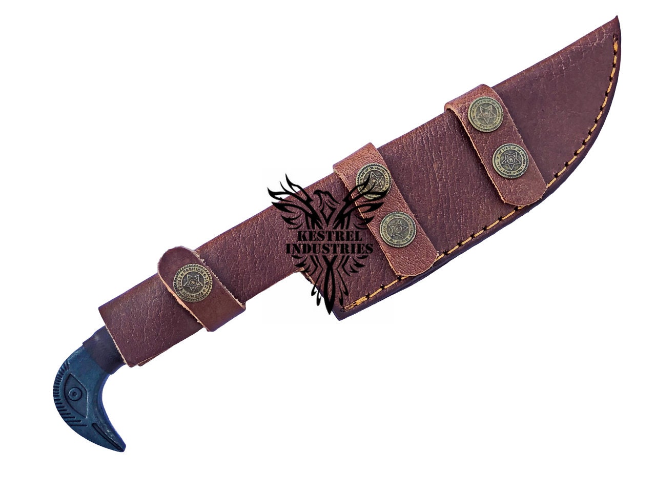 Smith Custom Handmade Carbon Steel Viking Raven Knife With Leather ...