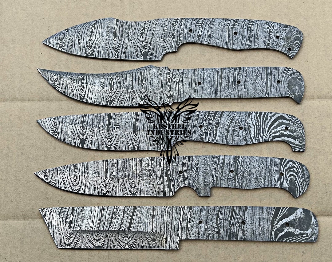 Lot of 5 Damascus Steel Blank Blade Knife for Knife Making Supplies ...