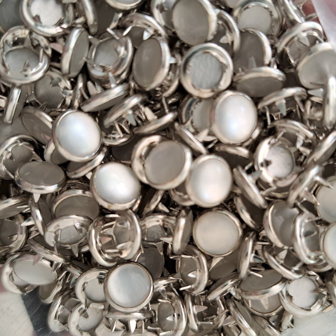 Wholesale Bulk Set of 100 Small Mini White Pearl Prong Snap Buttons 8.5 ...