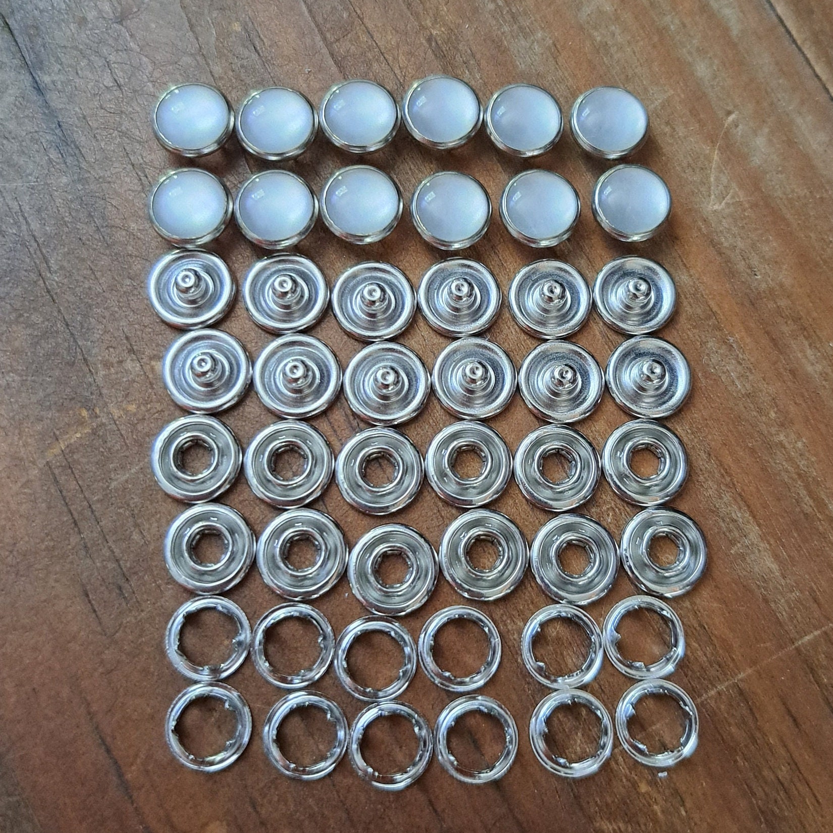 Set of 12 Small Mini White Pearl Prong Snap Buttons 8.5 Mm 5/16" Size ...