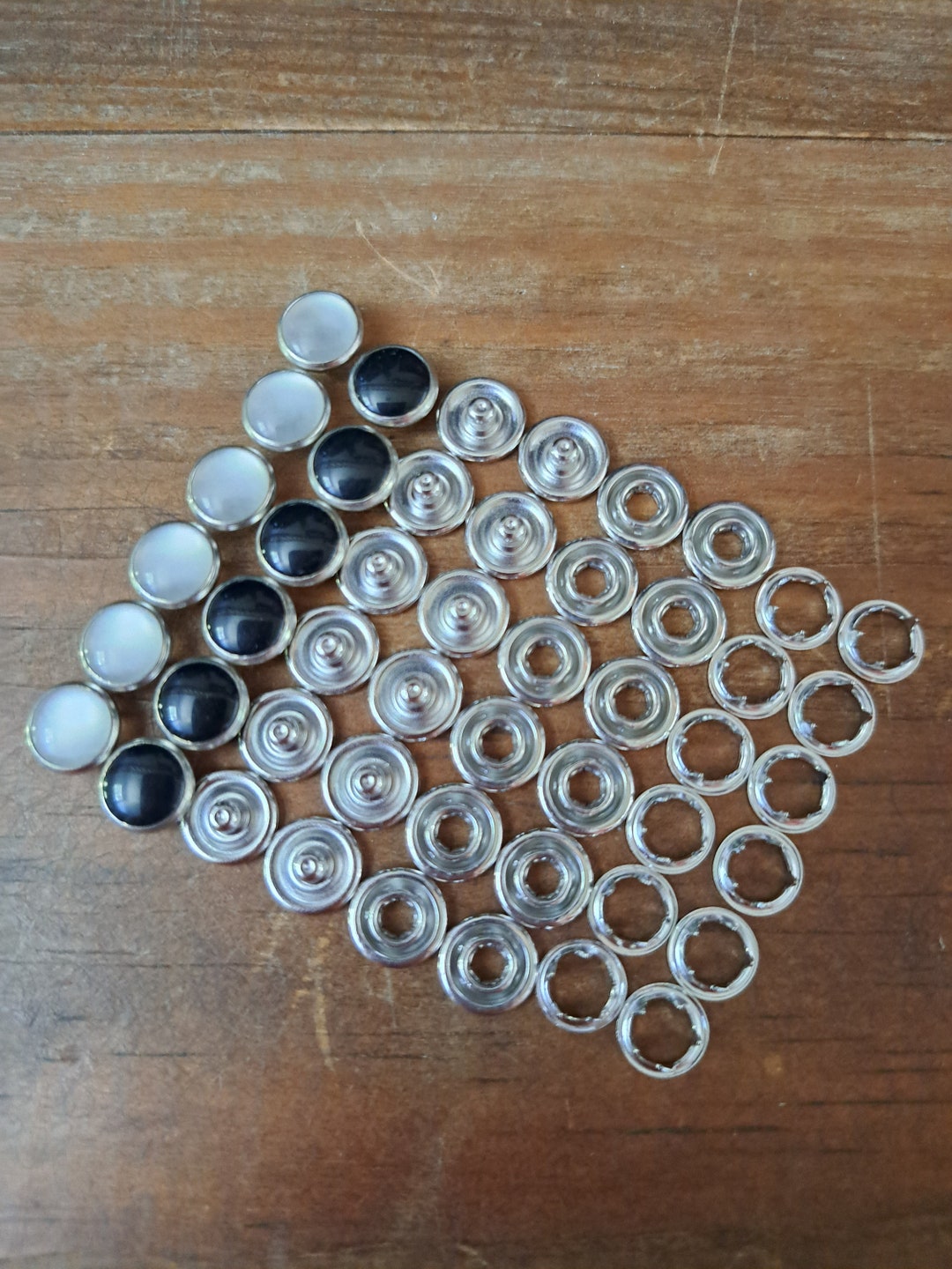 Mixed Set of 12 Small Petite Pearl Prong Snap Buttons 6 Black and 6 ...