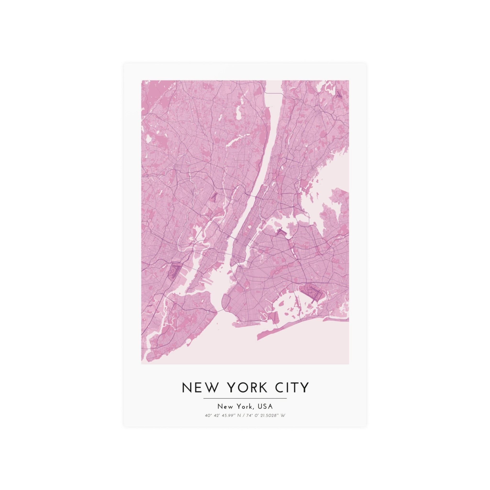 New York City NYC Map Poster in Pastel Purple Without Frame - Etsy