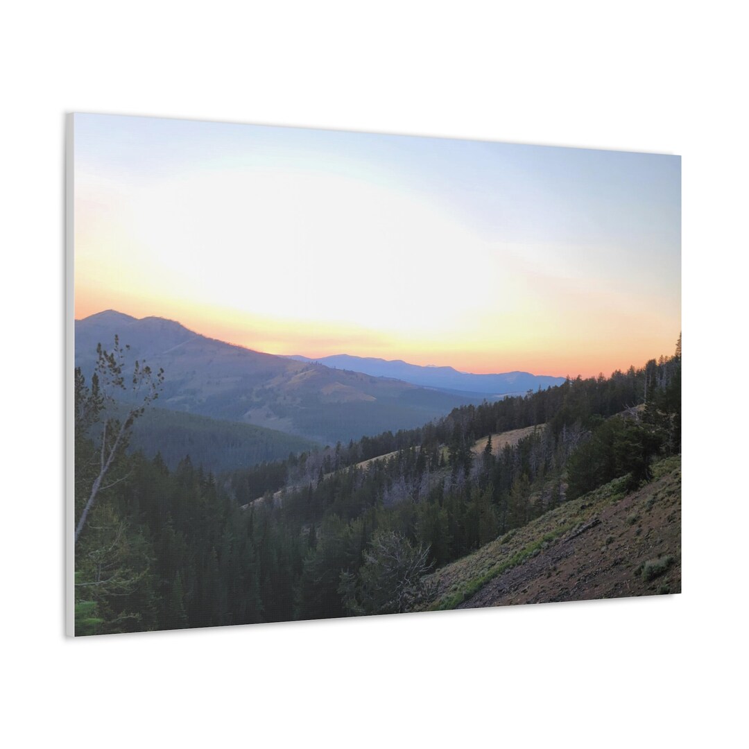 Yellowstone Mountain Sunset Canvas Wall Art - Etsy