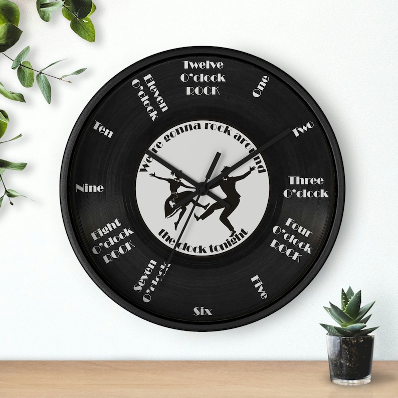 1950's Rock Around the Clock Wall Clock 50's Style Rock Wall Clock Bill ...