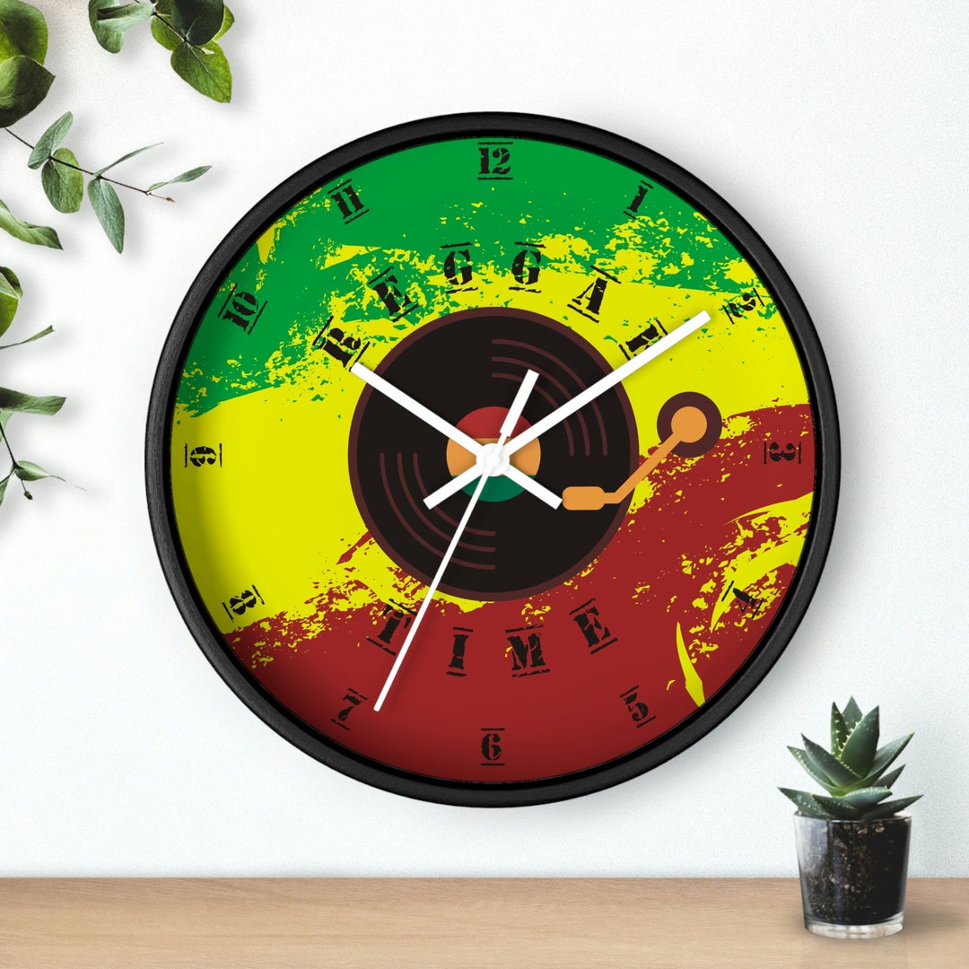 Reggae Time Wall Clock Rasta Wall Clock Jamaica Wall Clock Mi Deh Yah ...