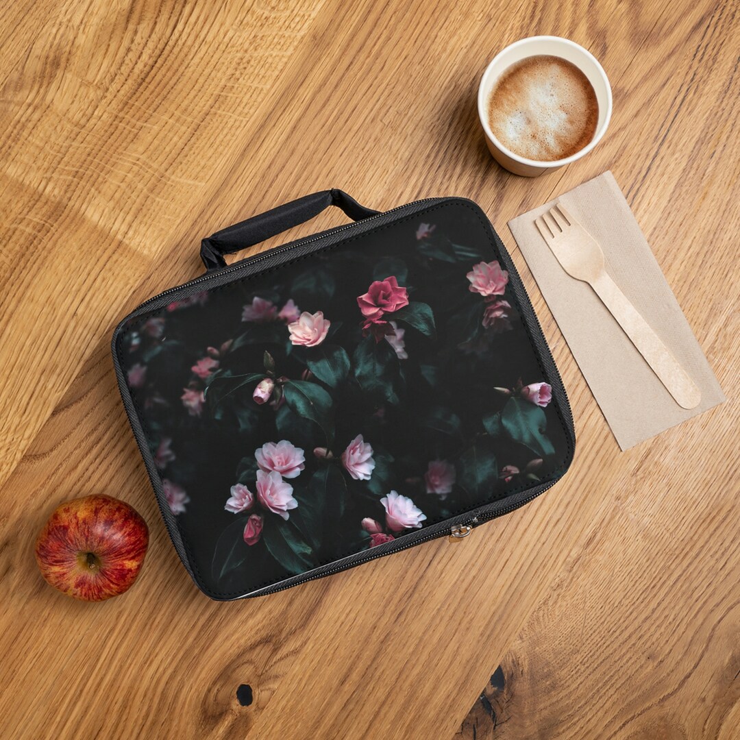 Black Floral Rose Insulated Lunch Bag Rose Lunch Bag Flower - Etsy