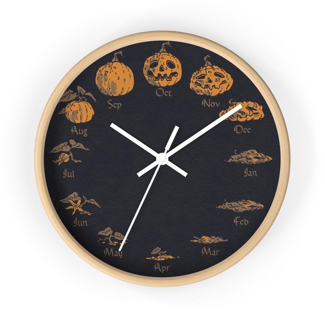 Pumkin Calendar Wall Clock, Pumkin Wall Clock, Halloween Wall Clock ...