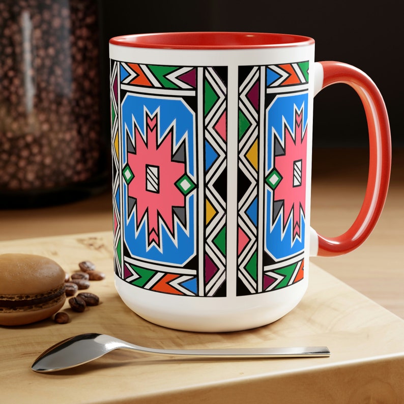 Africa Ndebele Arttwo-tone Coffee Mugs, 5 Color Options - Etsy