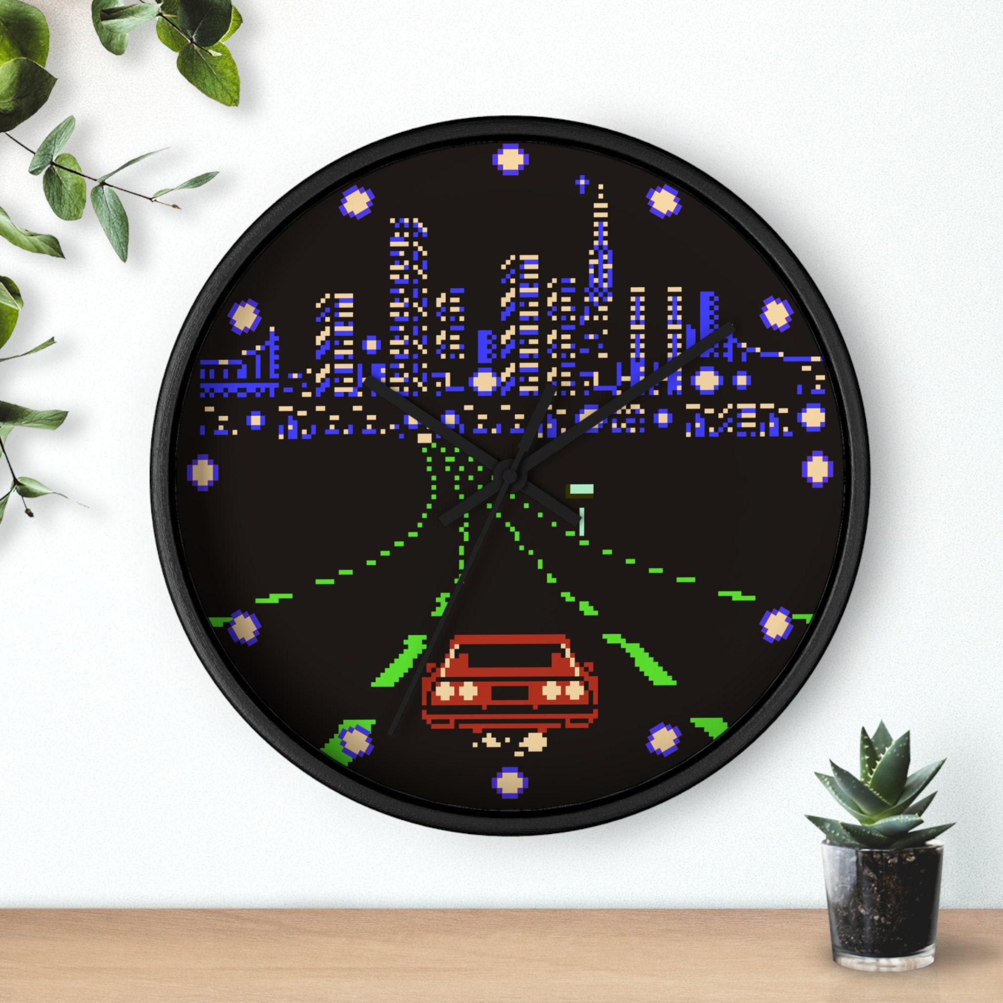 Retro Wall Clock Race Car Wall Clock Pixel Wall Clock Wall Clock Rad ...