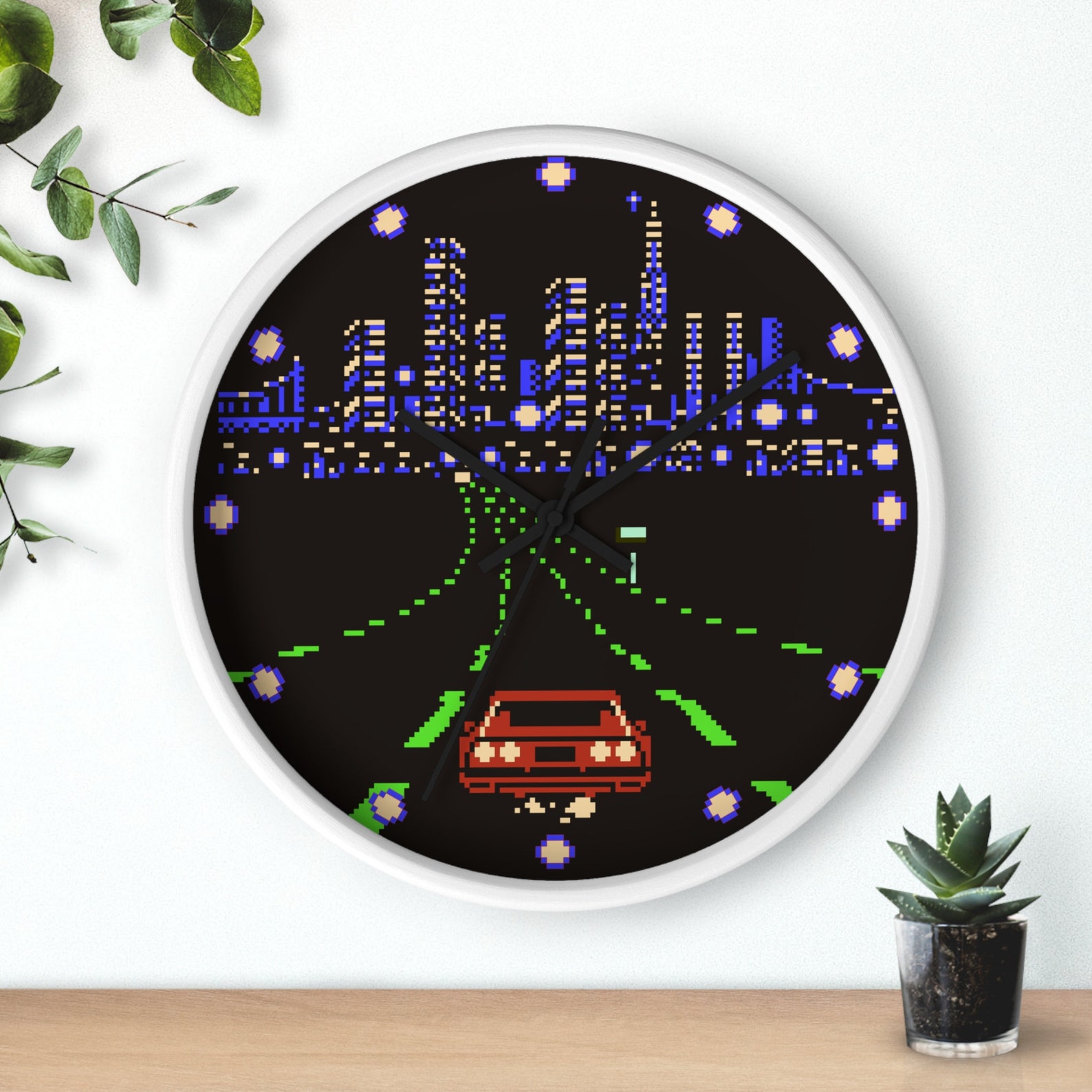 Retro Wall Clock Race Car Wall Clock Pixel Wall Clock Wall Clock Rad ...