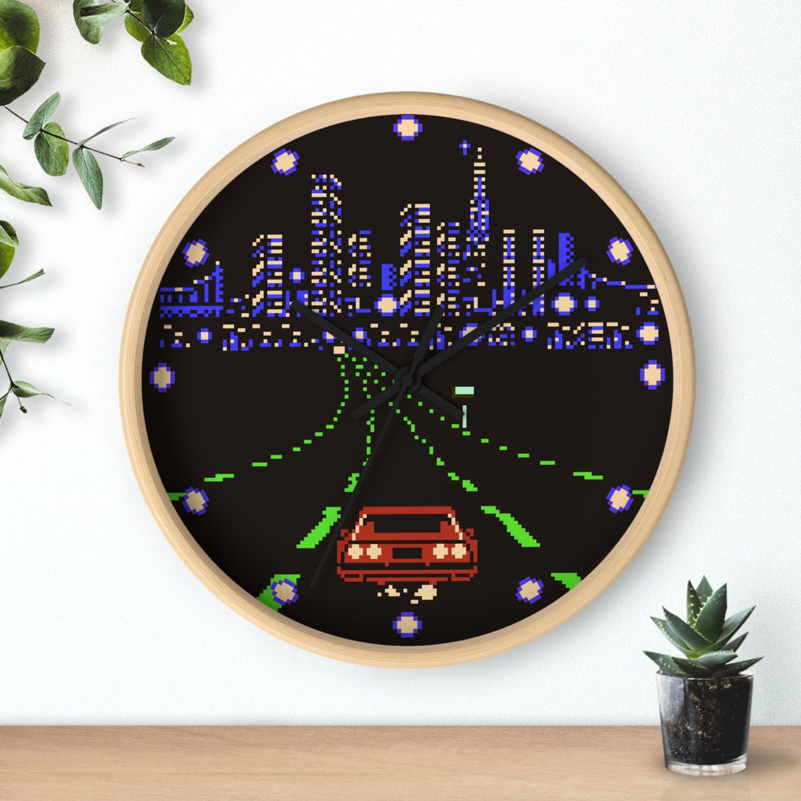 Retro Wall Clock Race Car Wall Clock Pixel Wall Clock Wall Clock Rad ...