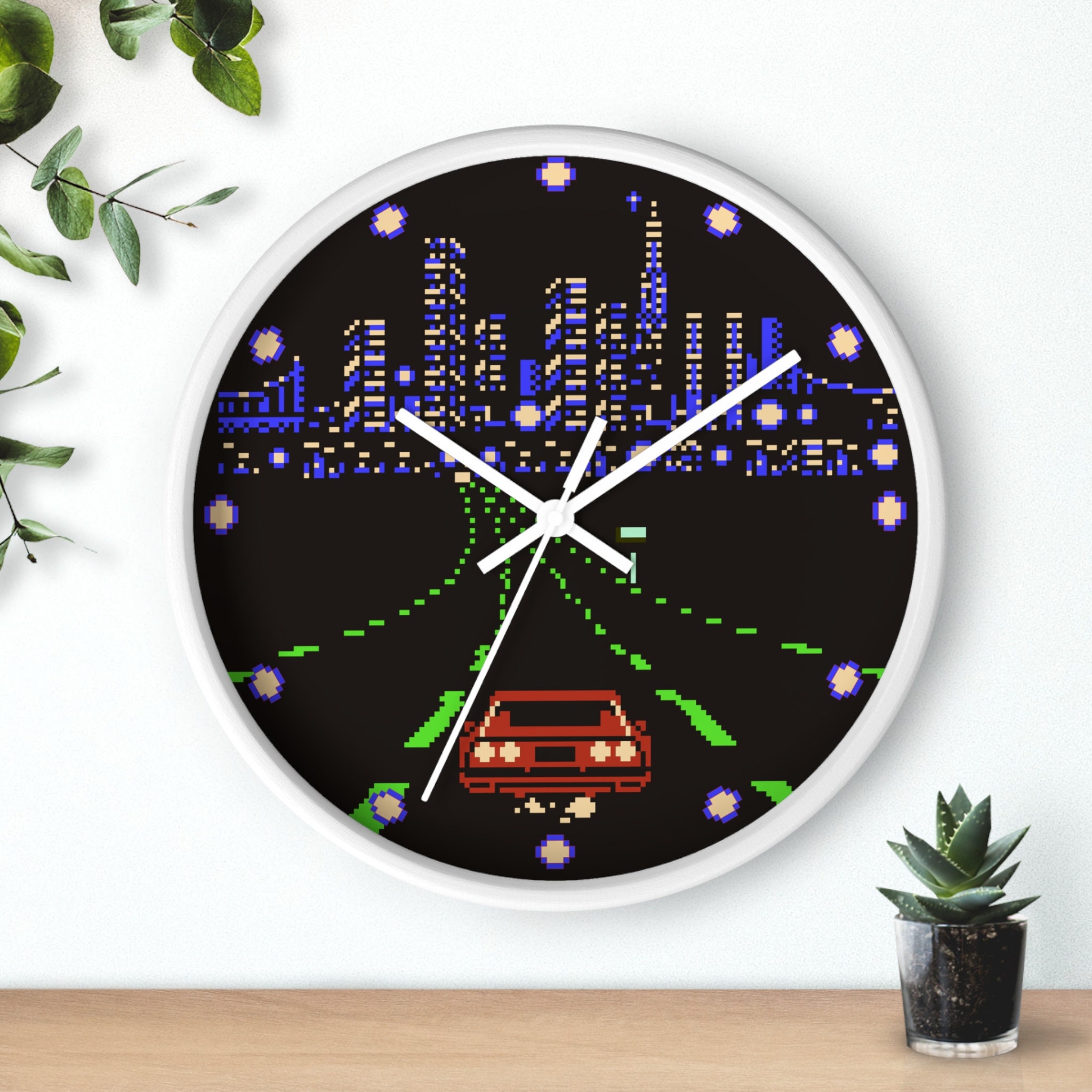 Retro Wall Clock Race Car Wall Clock Pixel Wall Clock Wall Clock Rad ...