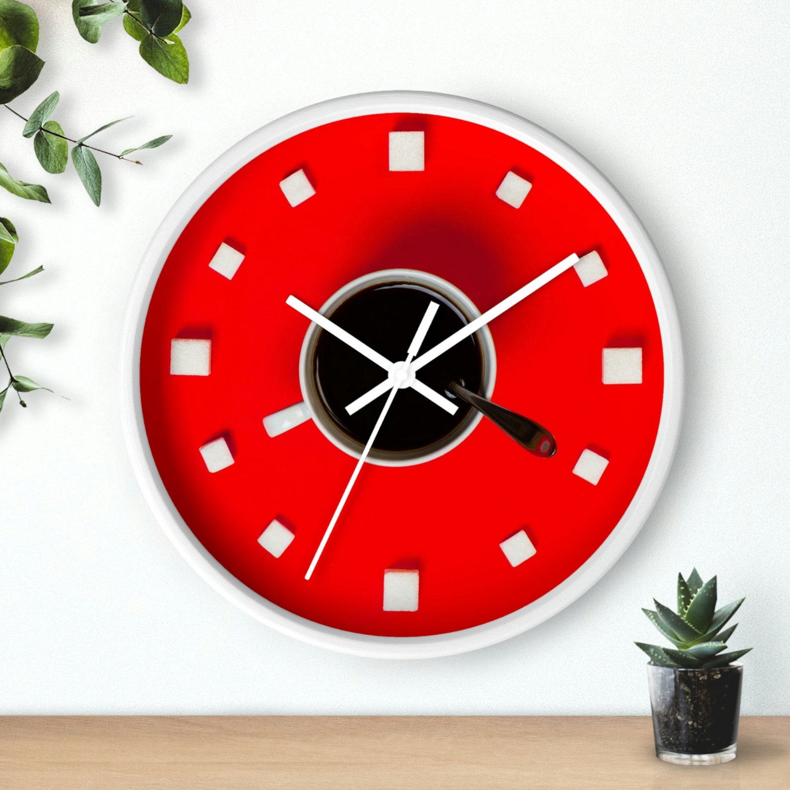 Coffee Wall Clock Coffee Cup Sugar Cube Barista Wall Clock for Kitchen ...