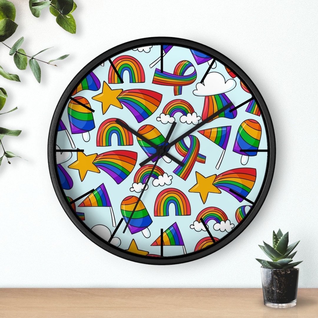 Rainbow Pride Wall Clock Gay Pride Wall Clock - Silent Clock - Etsy