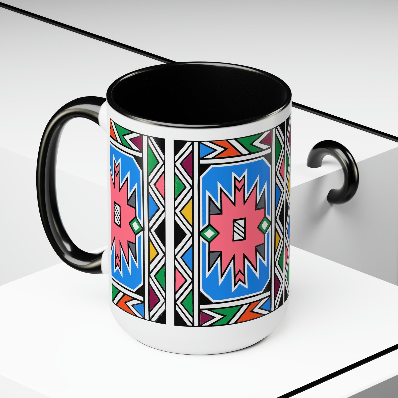 Africa Ndebele Arttwo-tone Coffee Mugs, 5 Color Options - Etsy