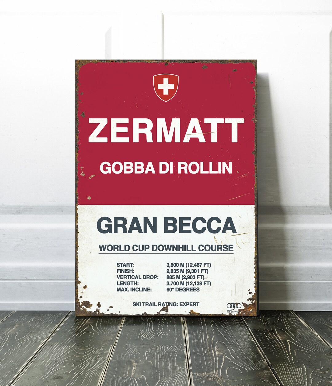 Zermatt Ski Downhill Skiing Sign - Gift for Skiers - Etsy