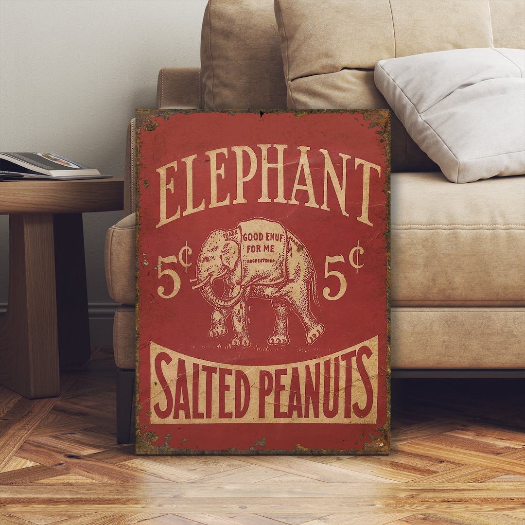 American Elephant Peanuts Kitchen Sign - Etsy