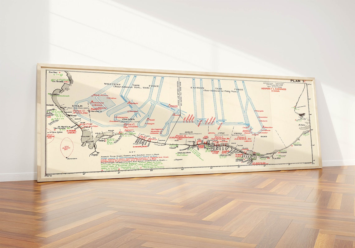 World War Two Map Normandy Beaches WW2 Map D-day Map - Etsy