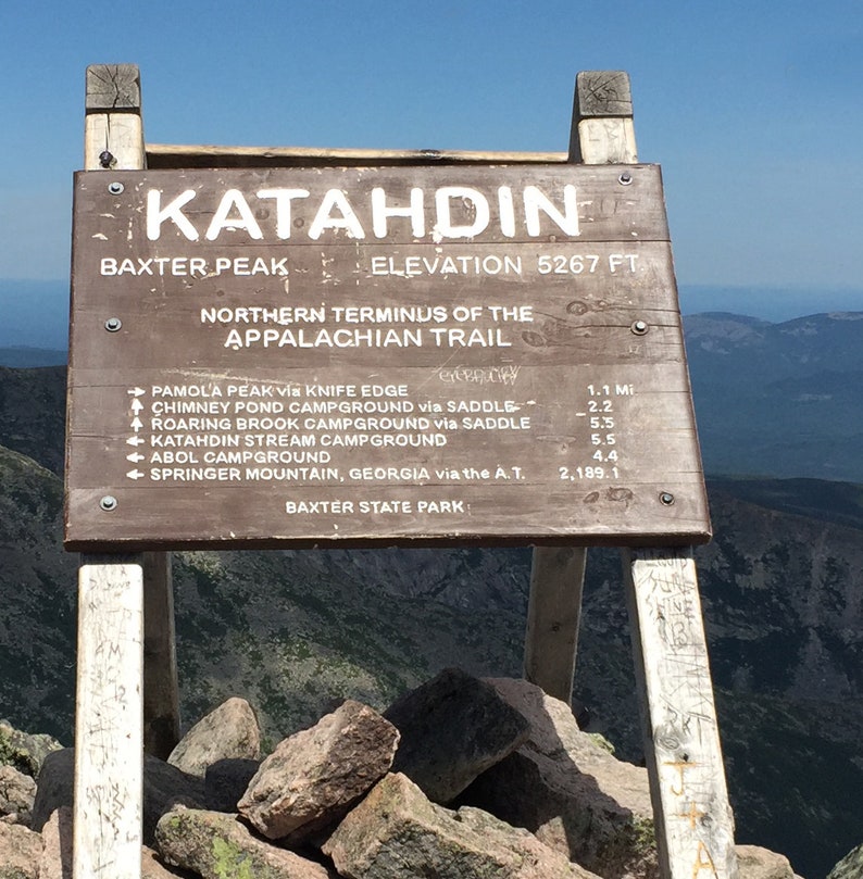 Katahdin Summit Hiking Appalachian Trail Sign - Etsy