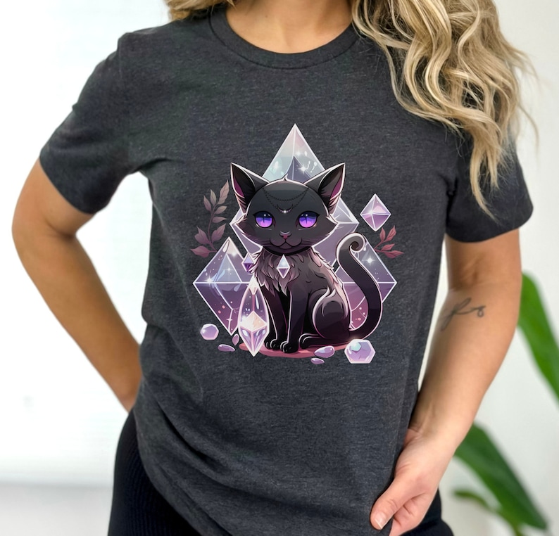 Crystal Cat Magic Cat Shirt Fantasy Witchcore Gift for Her Cat Shirt ...