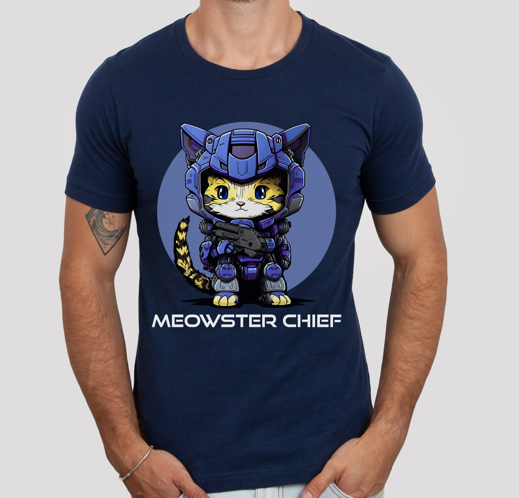 Blue Meowster Chief Gamer Chief Gamer Cat Kitty Shirt Cat Shirt FPS Dad ...