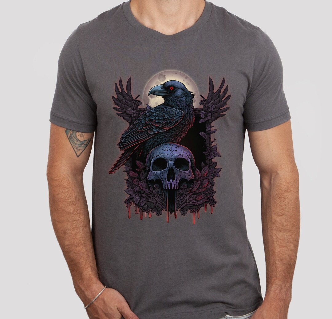 Gothic Raven Shirt Dark Academia Raven Tshirt Gothic Shirt Gift Bird ...