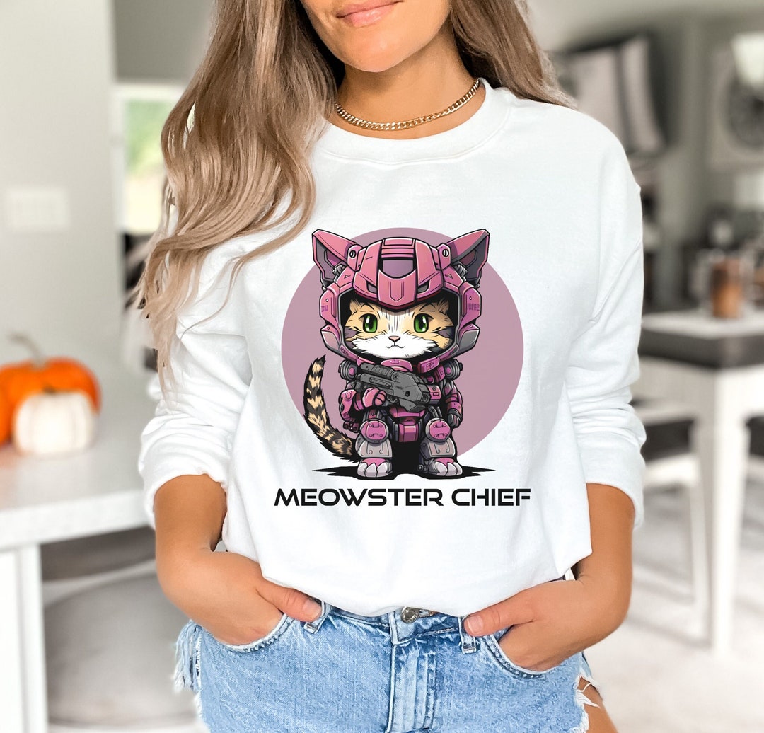 Pink Meowster Chief Sweatshirt Gamer Chief Gamer Cat Orange Cat FPS Mom ...