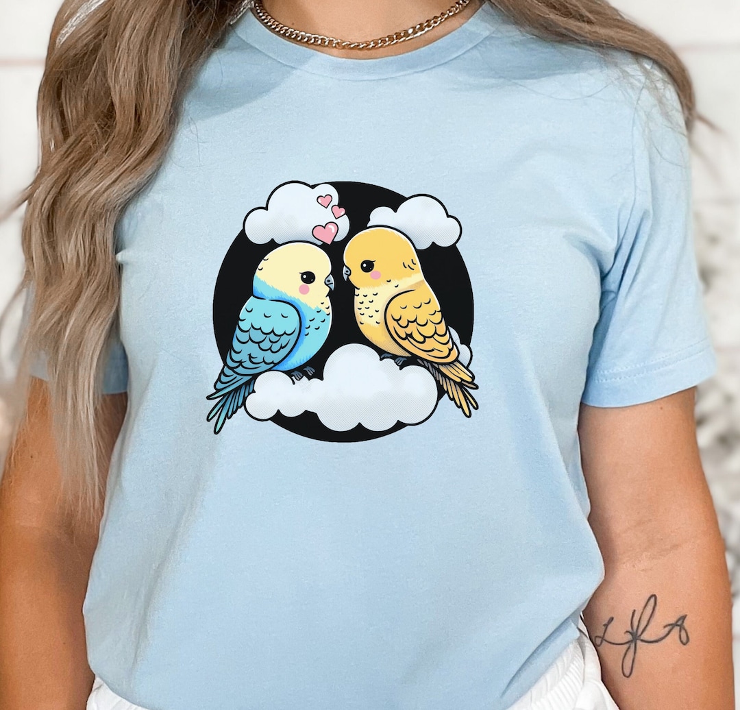 Kawaii Budgies in Love Shirt Bird Shirt Parakeet Shirt Kawaii Shirt ...