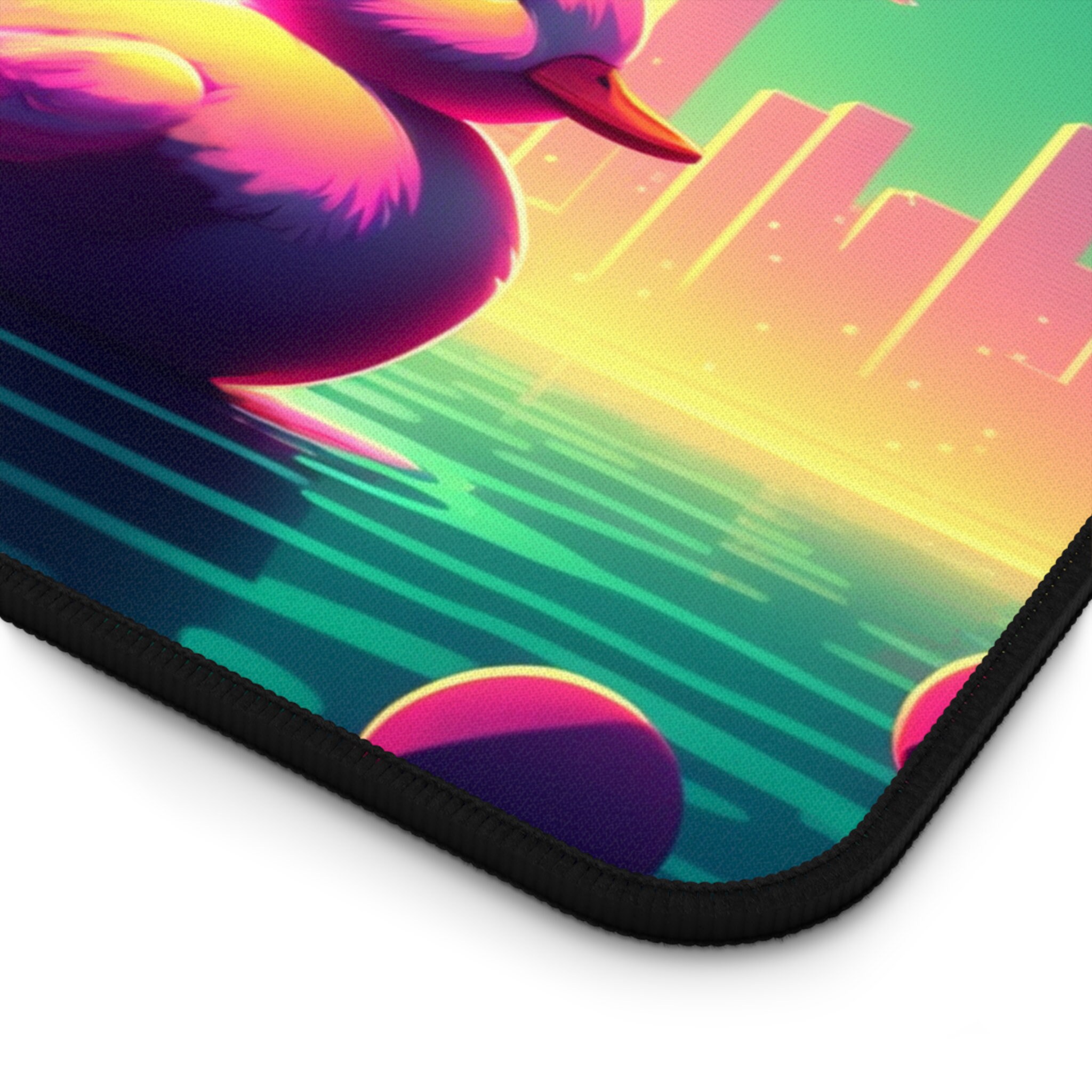 Retrowave Ducks Desk Mat Synthwave Futuristic Vibrant Colors Duck Lover ...