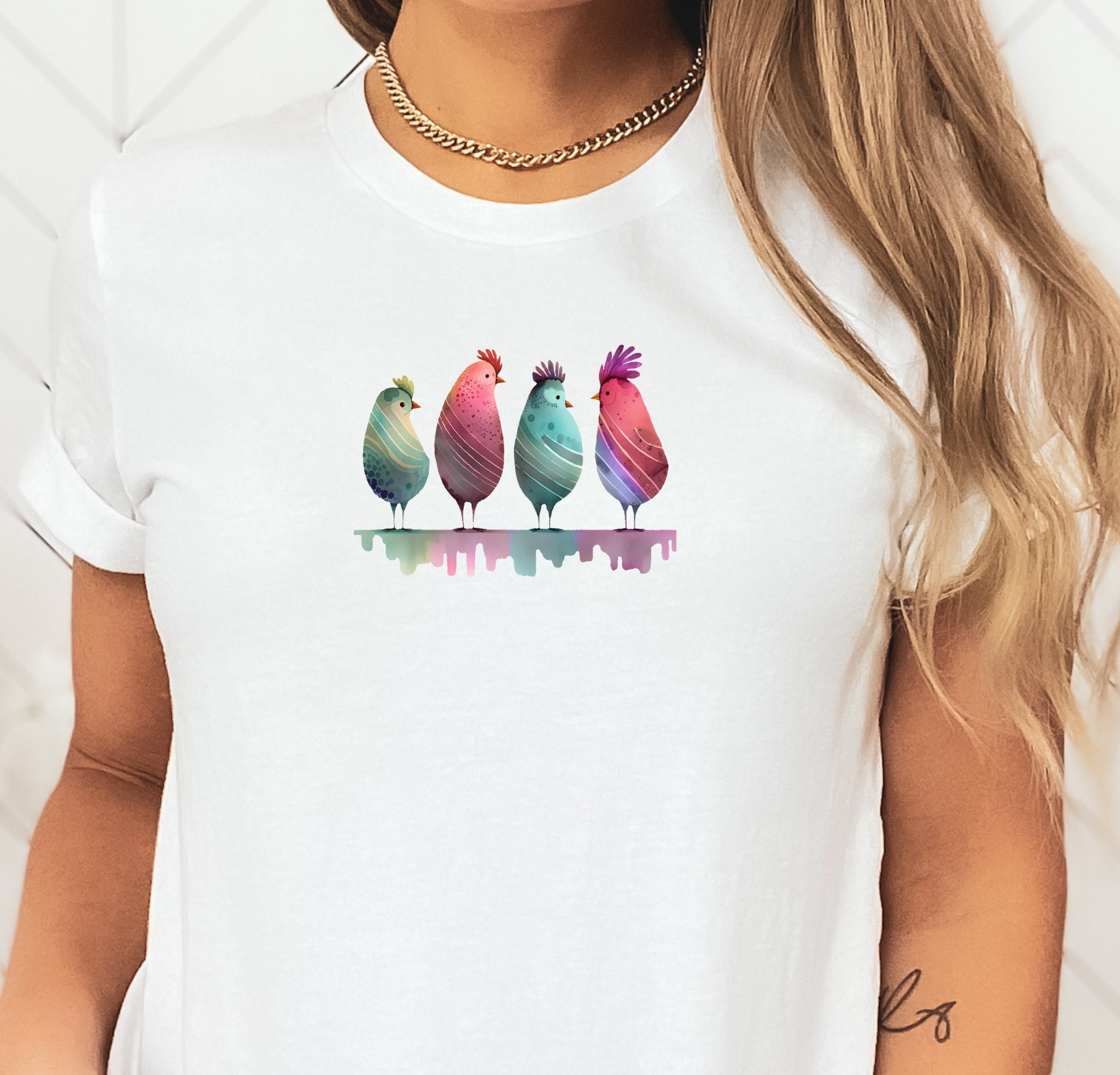 Abstract Chickens Nature Bird Watercolor Farmcore - Etsy