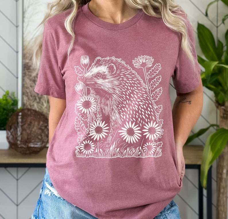 Daisy Hedgehog Block Print Style Shirt Hedgehog Shirt Hedgie Lover ...