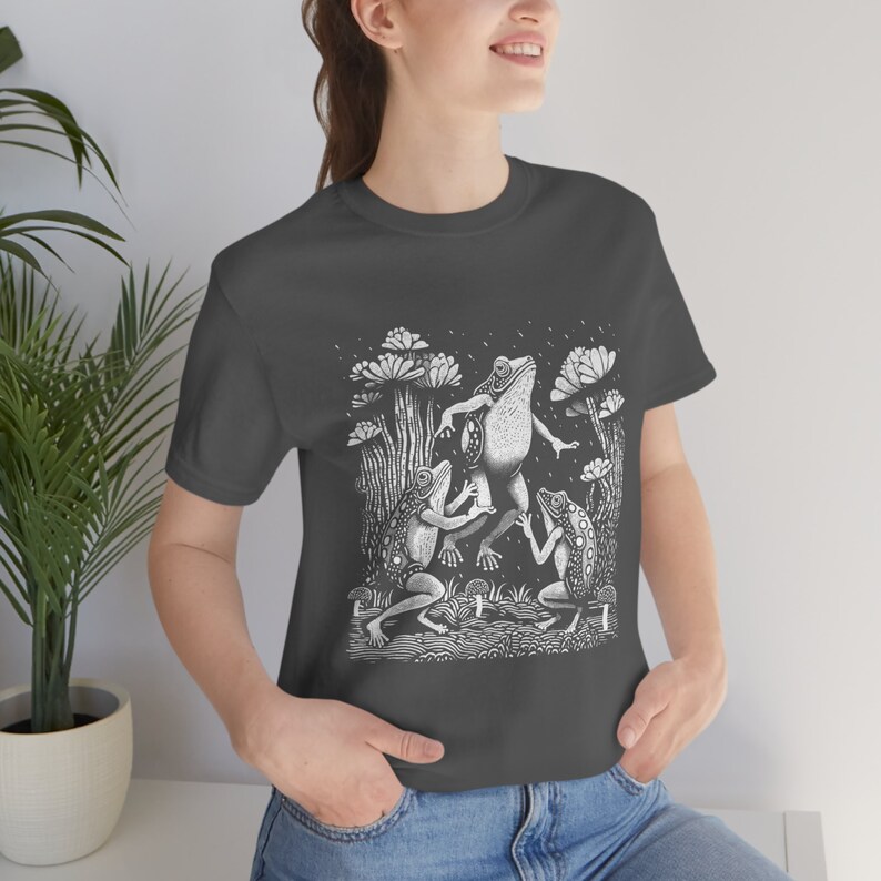 Frogs Dancing in the Rain Block Print Style Shirt Linocut - Etsy