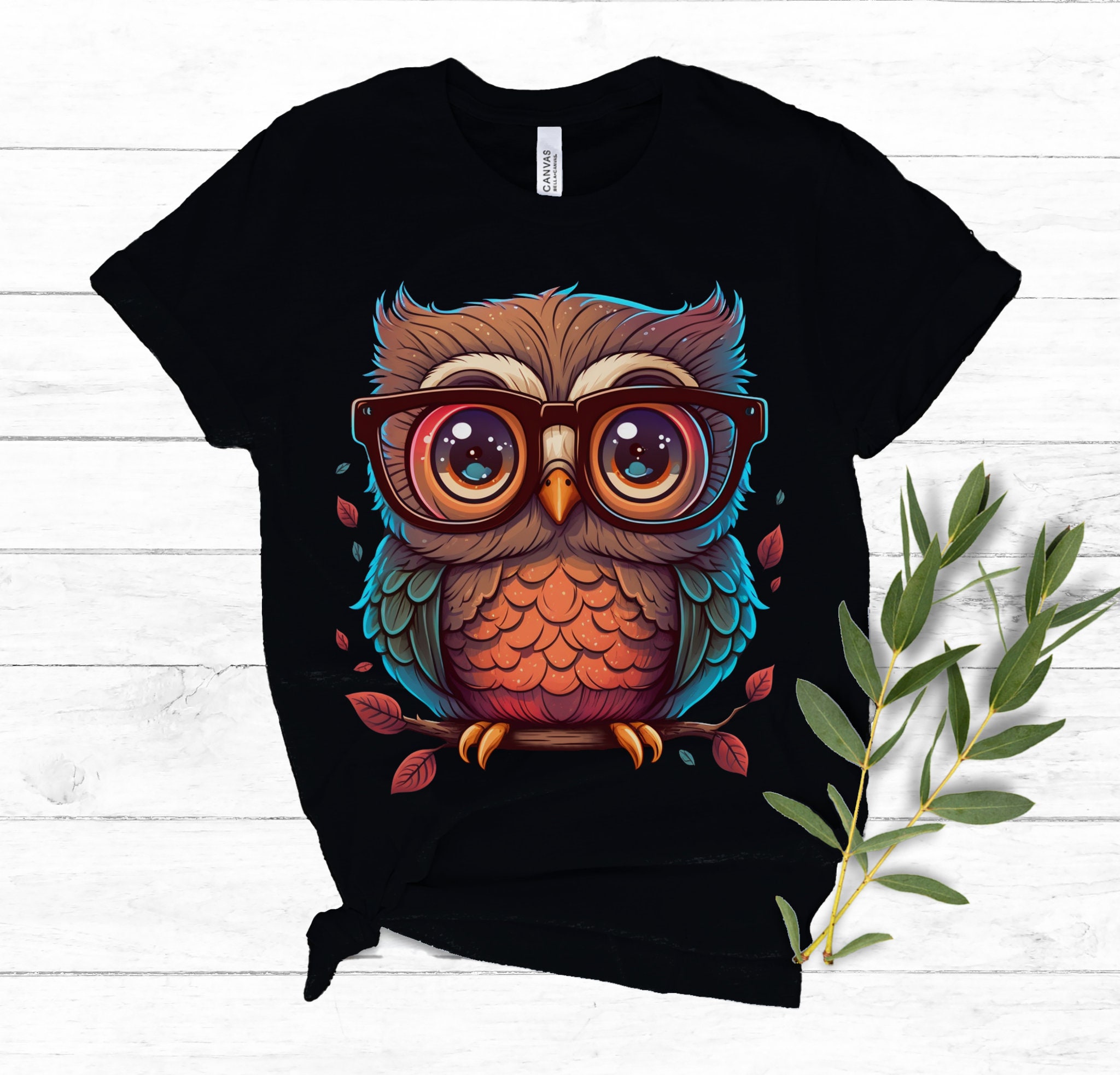 Cute Wise Owl Bird, Tree, Glasses, Nerd, Kawaii, Cottagecore ...