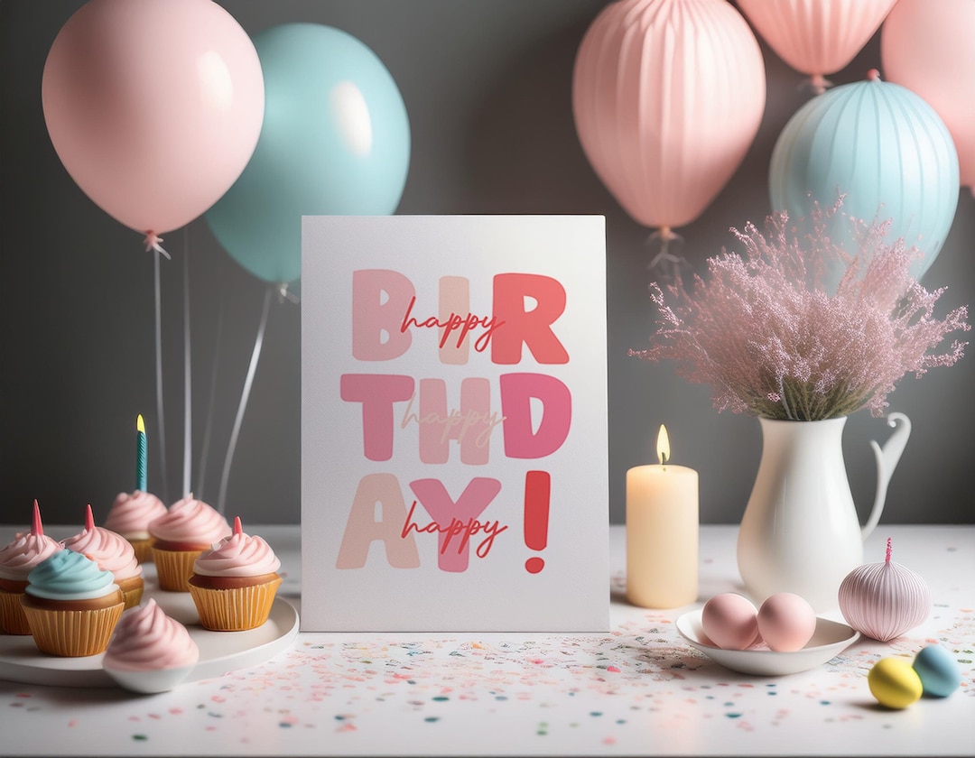 Printable Birthday Card for Kid, Pink Birthday Card, Cute Girl Birthday Card, Birthday Greeting ...