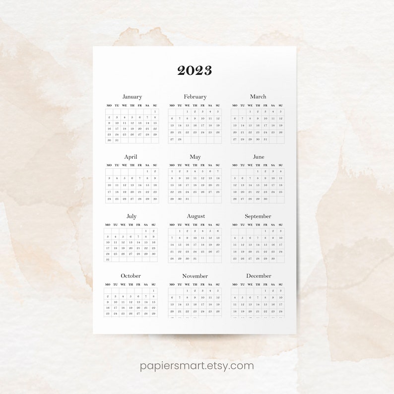 2023 ANNUAL CALENDAR - Etsy