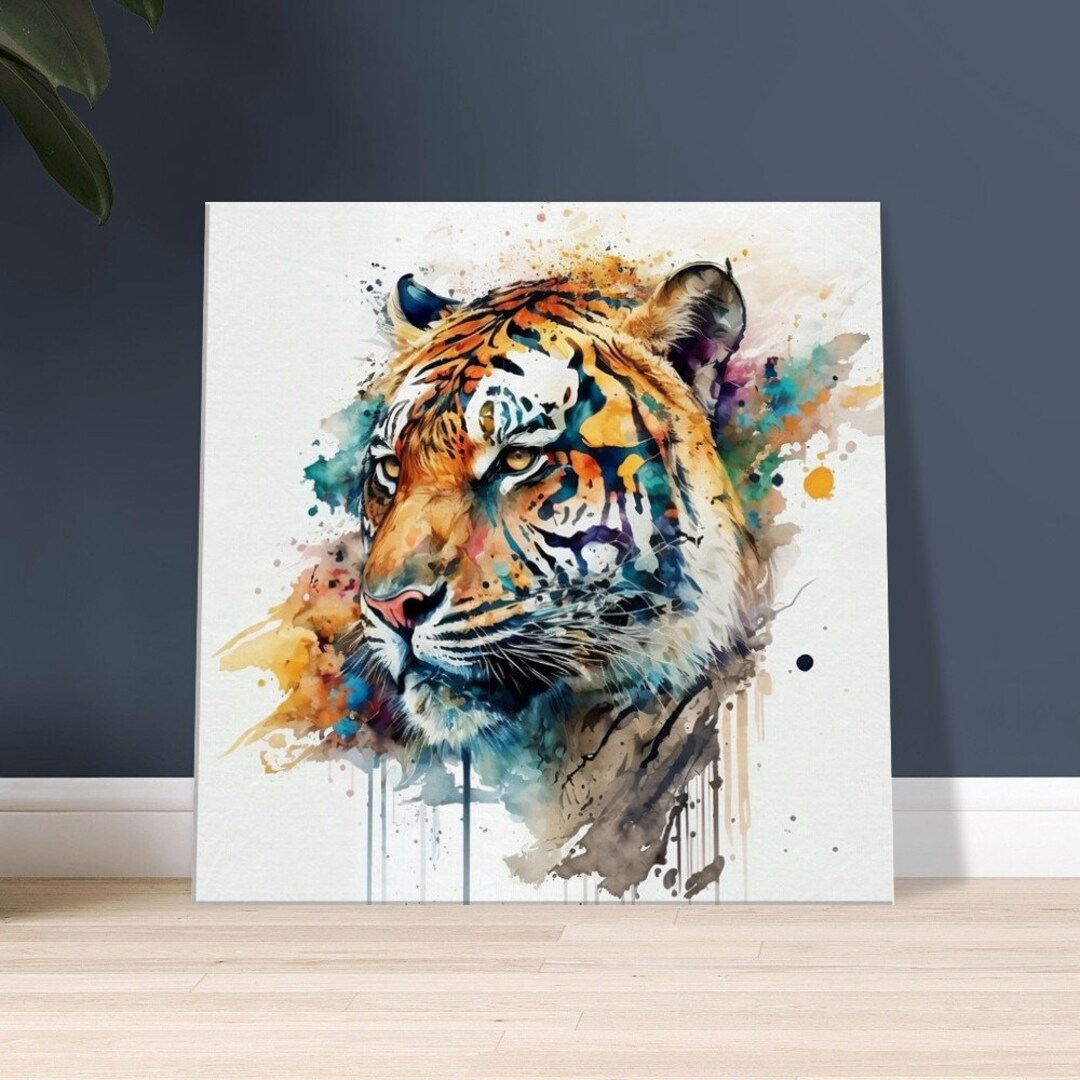 Tiger Watercolour Canvas, Stunning Animal in Beautiful Vibrant Colours ...