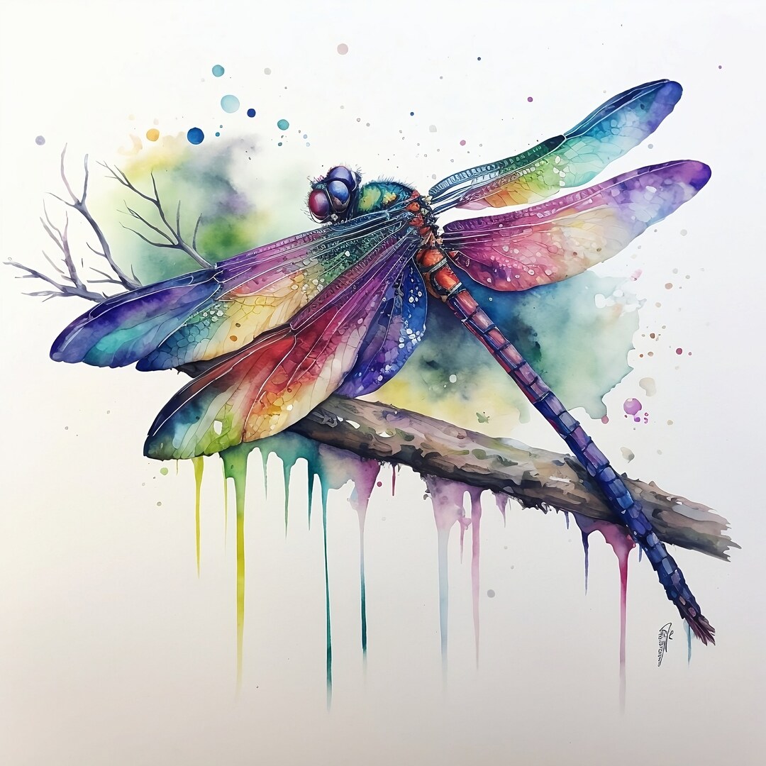 Dragonfly Watercolour Printable, Digital Download, Painting Print, Poster, Picture, Wall Art ...